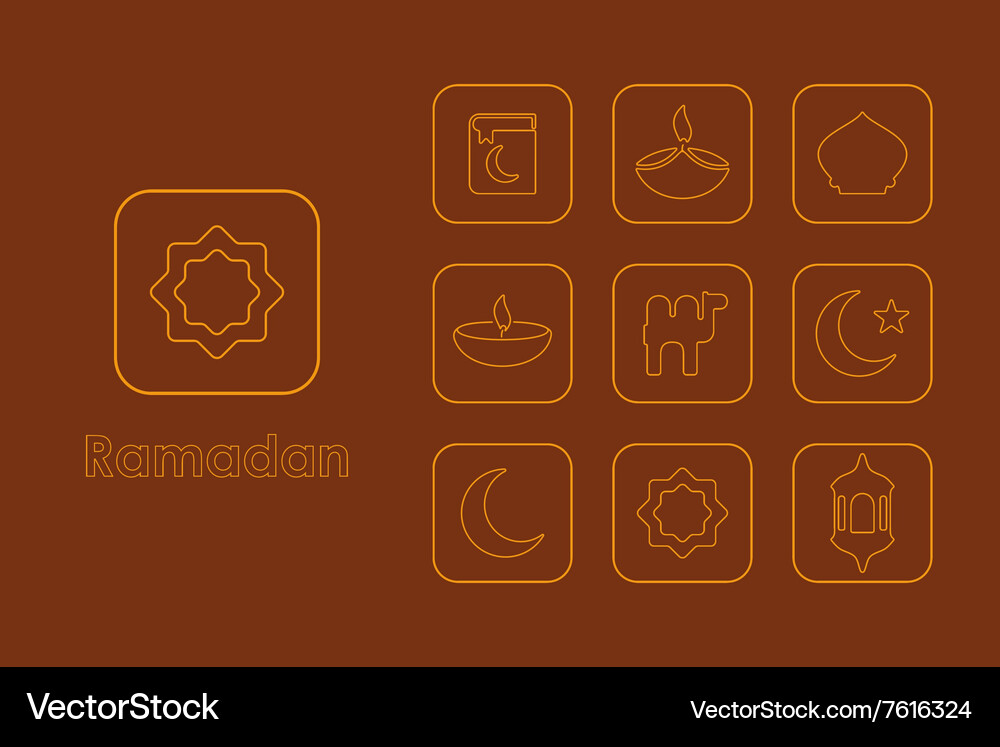 Set of ramadan simple icons Royalty Free Vector Image