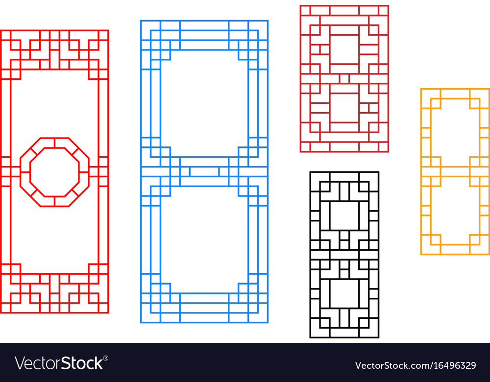 Rectangle chinese window with pattern Royalty Free Vector