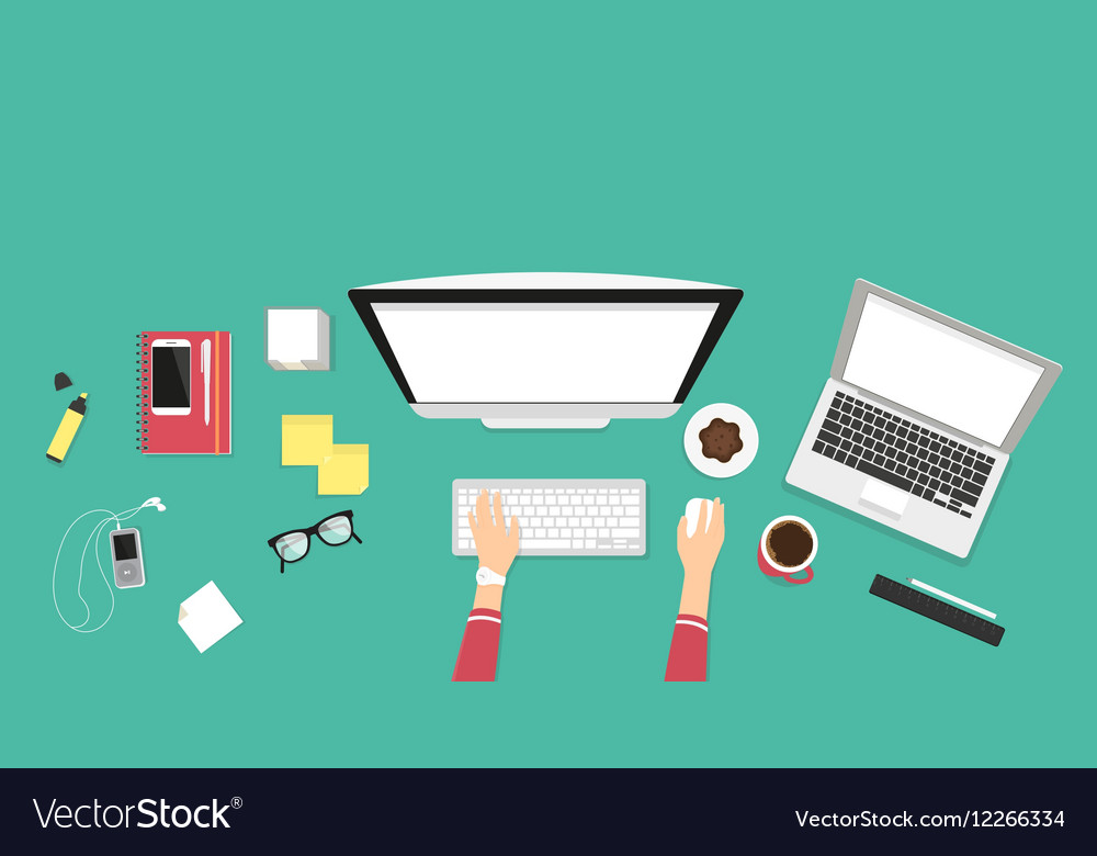 Human hands typing on the computer keyboard Vector Image