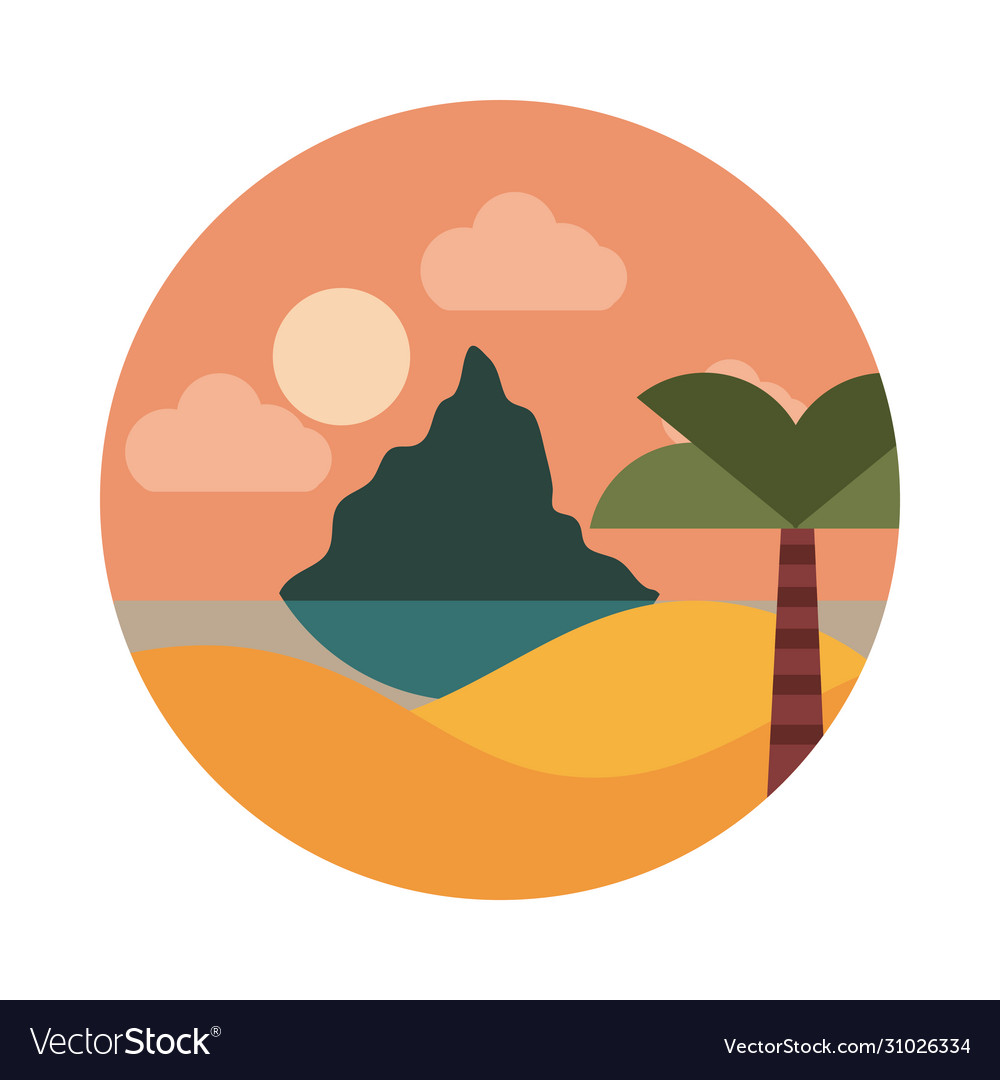 Landscape nature tropical sea palm sunset mountain