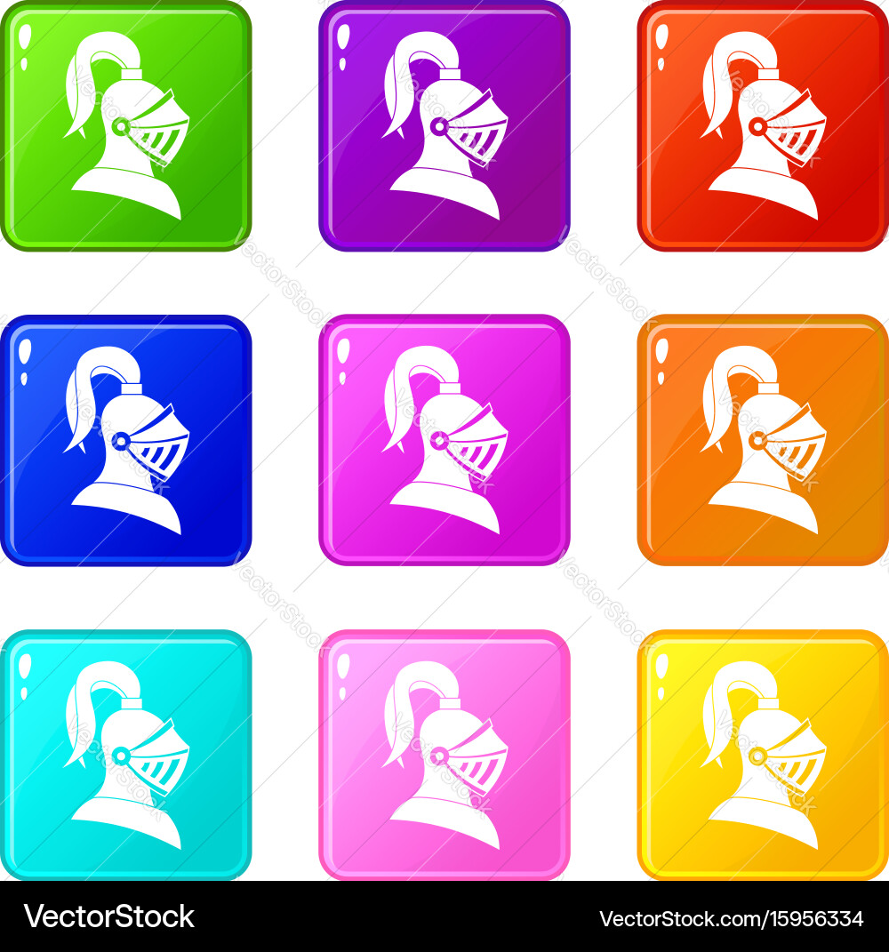 Medieval helmet set 9 Royalty Free Vector Image