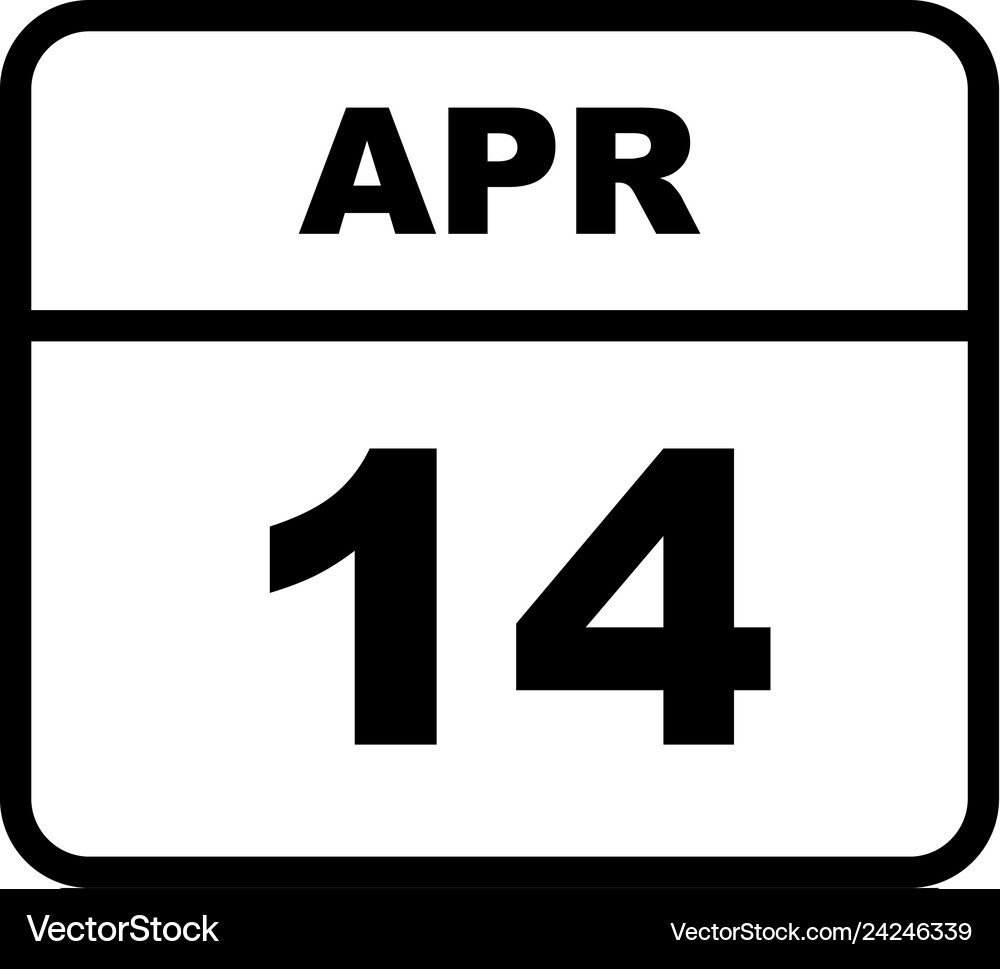 April 14th date on a single day calendar Vector Image