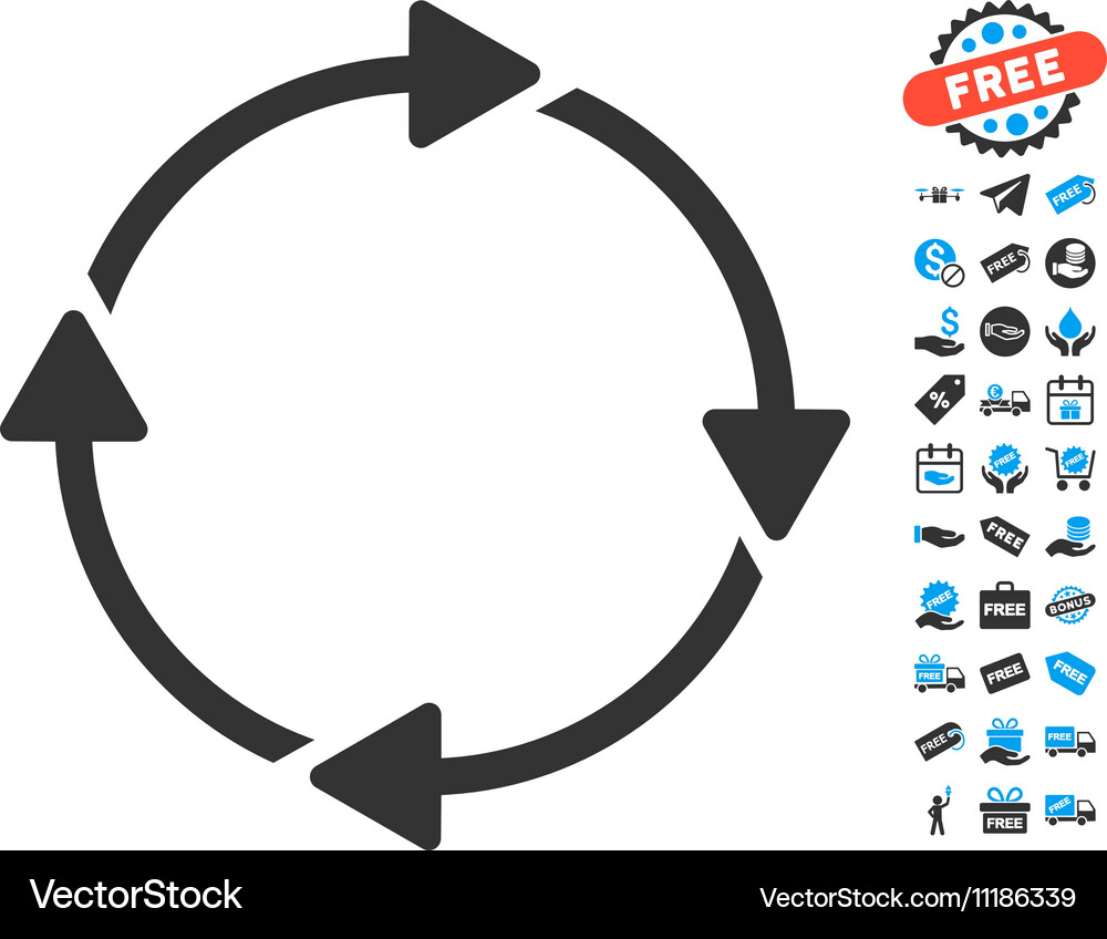 Rotation icon with free bonus Royalty Free Vector Image