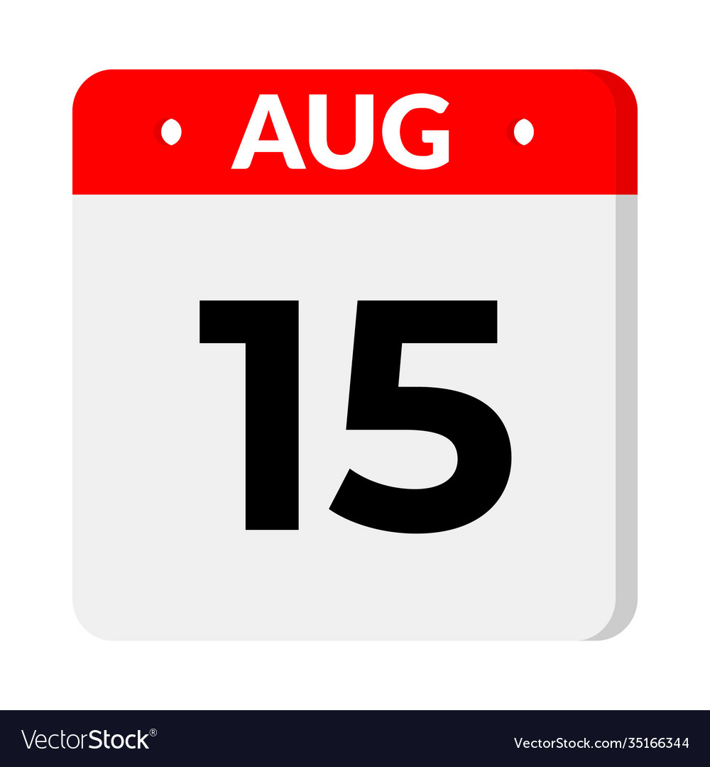 15 august calendar icon Royalty Free Vector Image