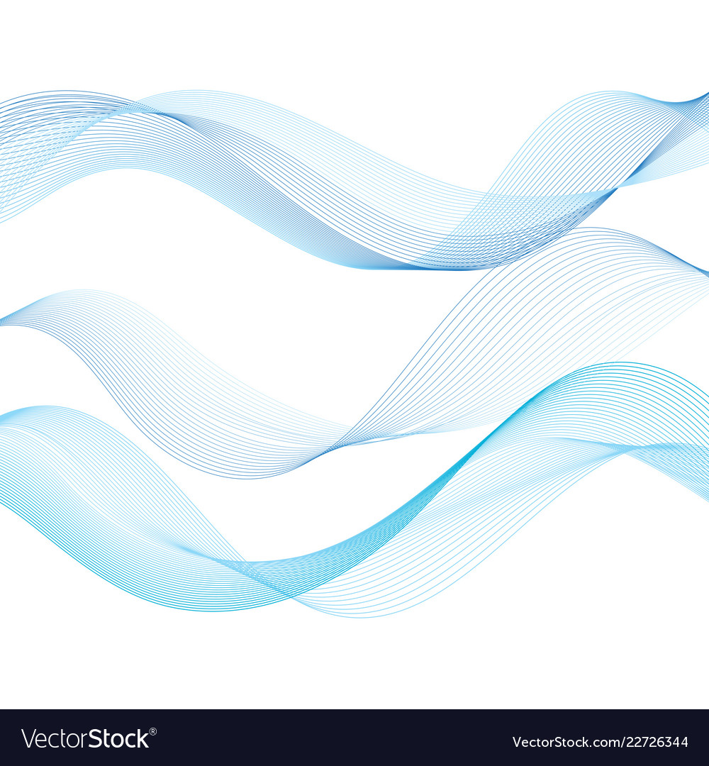 Blue beautiful wave linni on white Royalty Free Vector Image