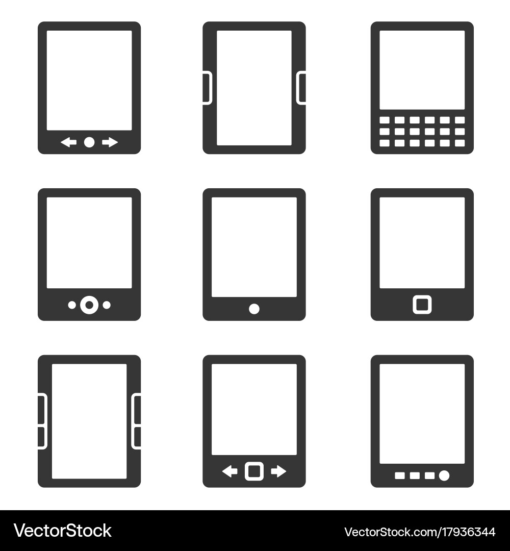 Electronic book reader icons set Royalty Free Vector Image