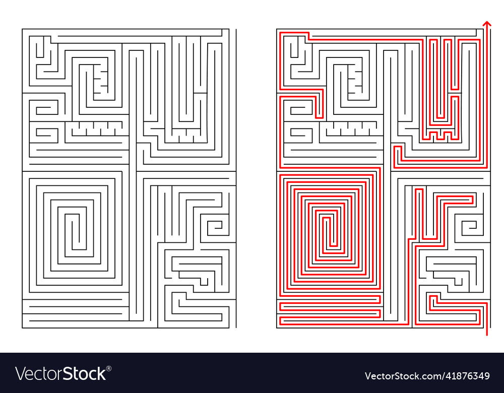 Rectangular labyrinth with entry and exit Vector Image