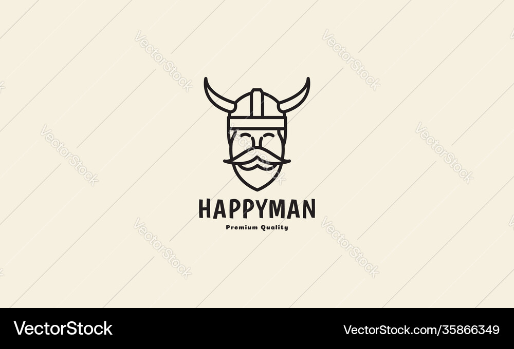 Viking man line vintage simple logo design Vector Image