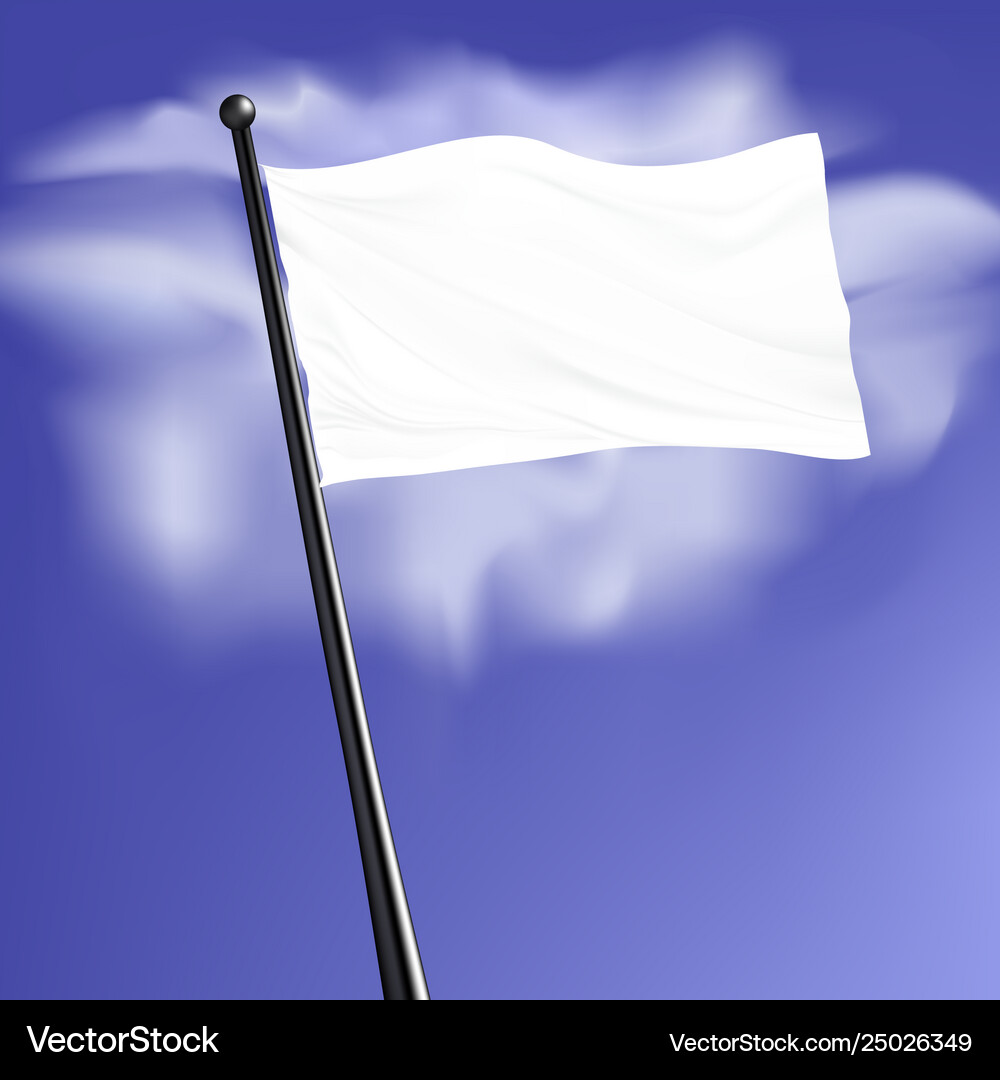 White blank flag with steel pole isolated on Vector Image