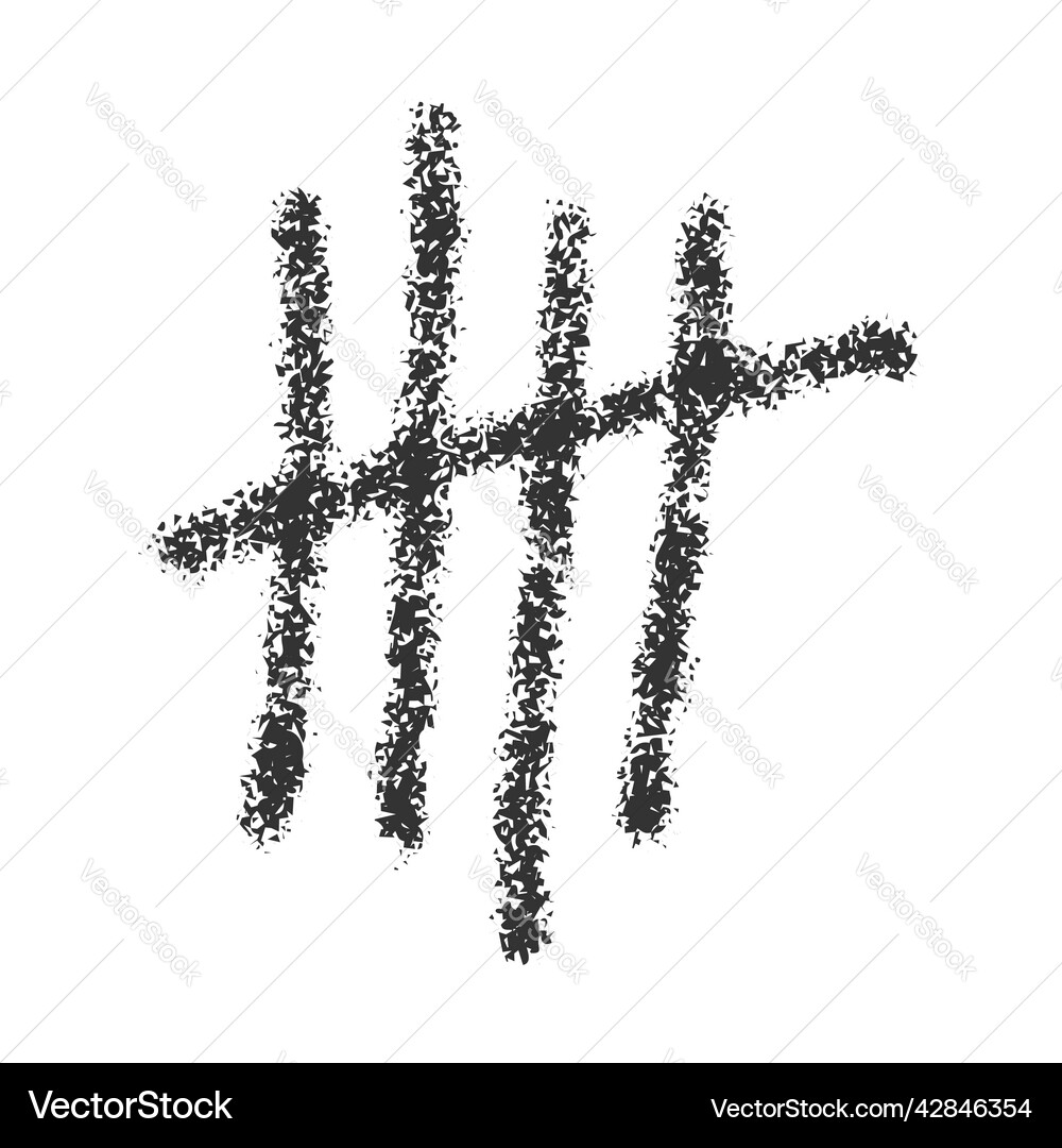 Charcoal tally mark black sticks sorted by four Vector Image