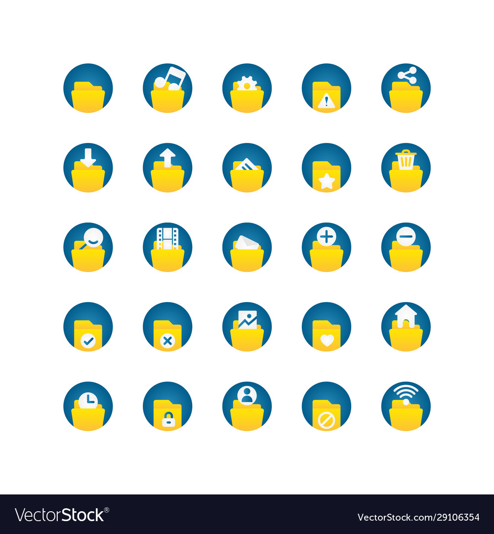 Folder flat icon set Royalty Free Vector Image