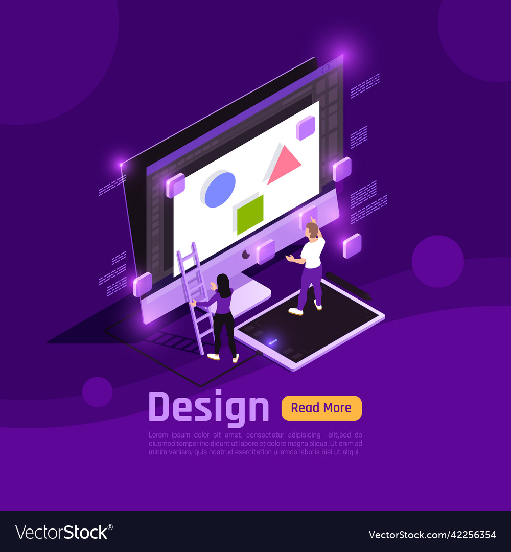 Isometric people and interfaces glow concept Vector Image
