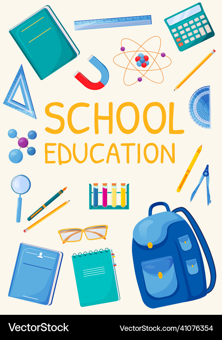 School education poster flat template Royalty Free Vector