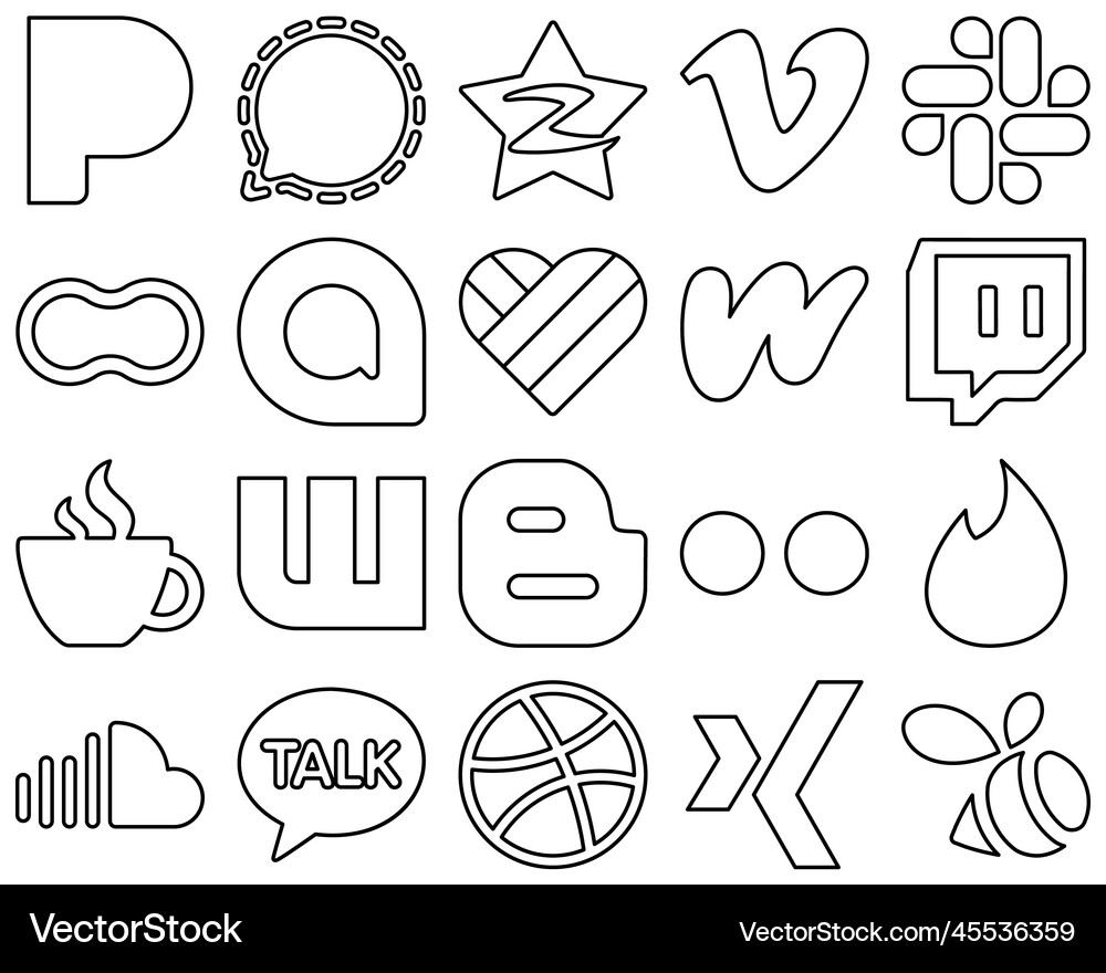 20 professional and high-quality black line Vector Image