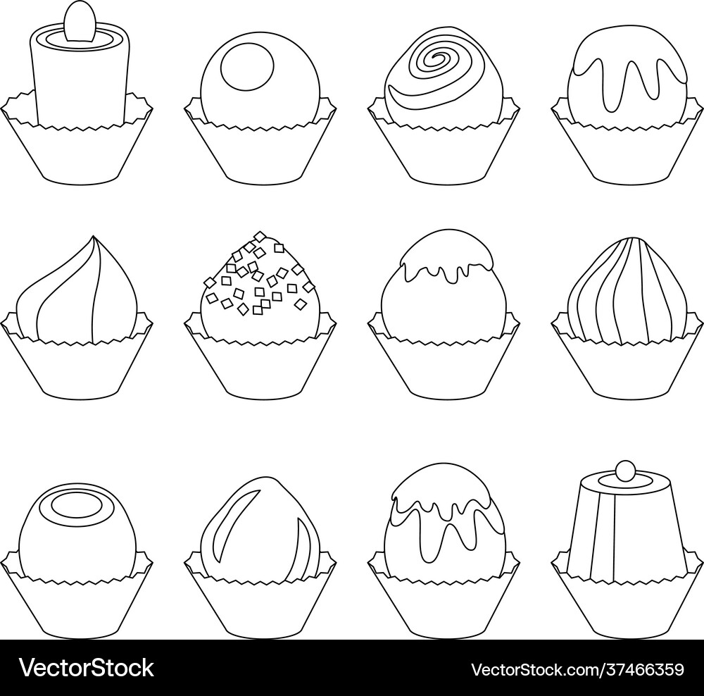 Black and white set with chocolate sweets can Vector Image