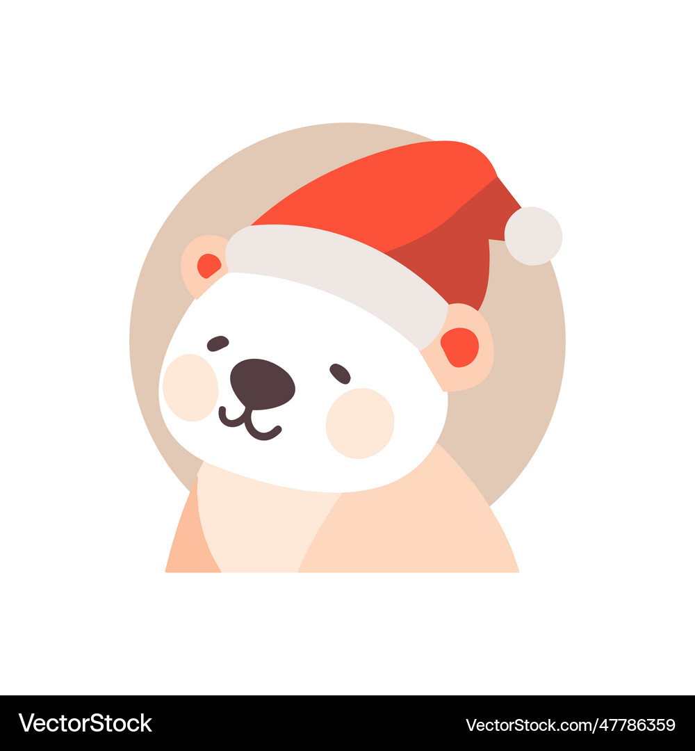 Cute christmas bear in flat style isolated Vector Image