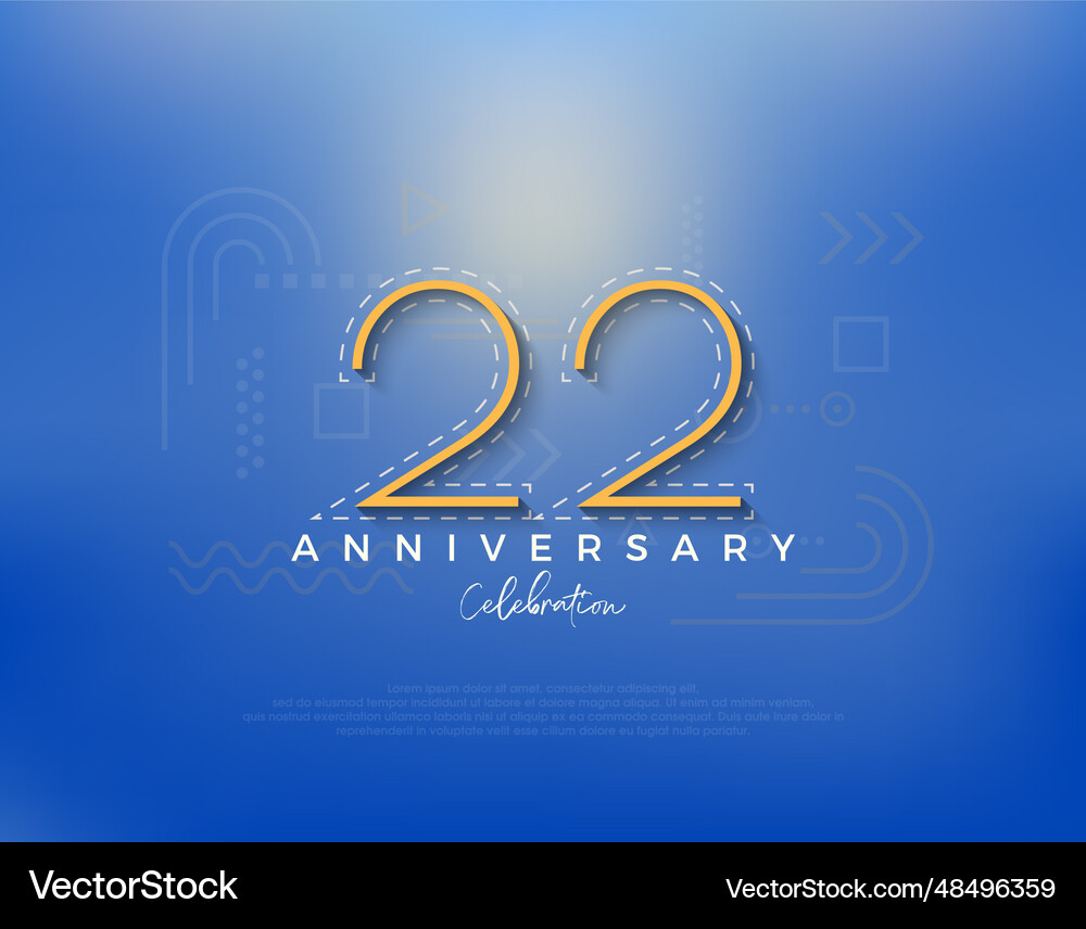 Line art number design for 22nd anniversary Vector Image