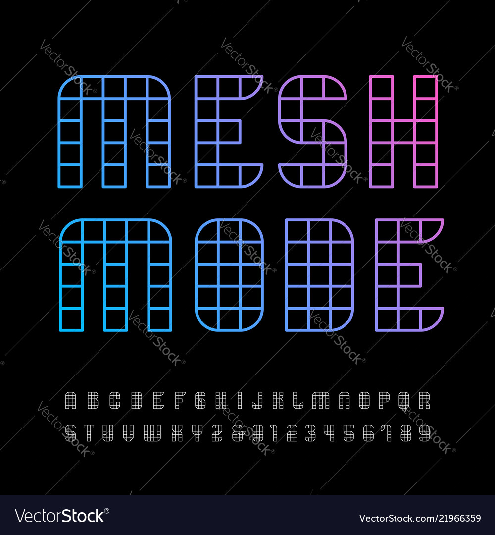 Linear font alphabet with mesh effect letters Vector Image Linear font alphabet with mesh effect letters Vector Image