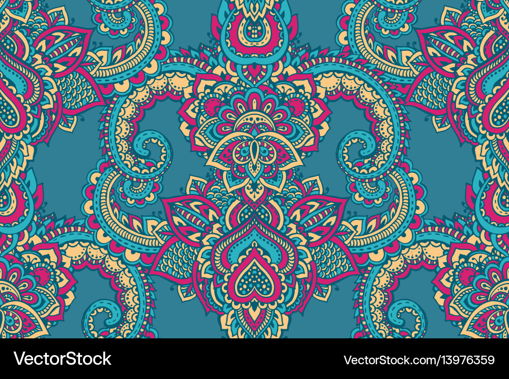 Seamless pattern with henna mehndi floral Vector Image