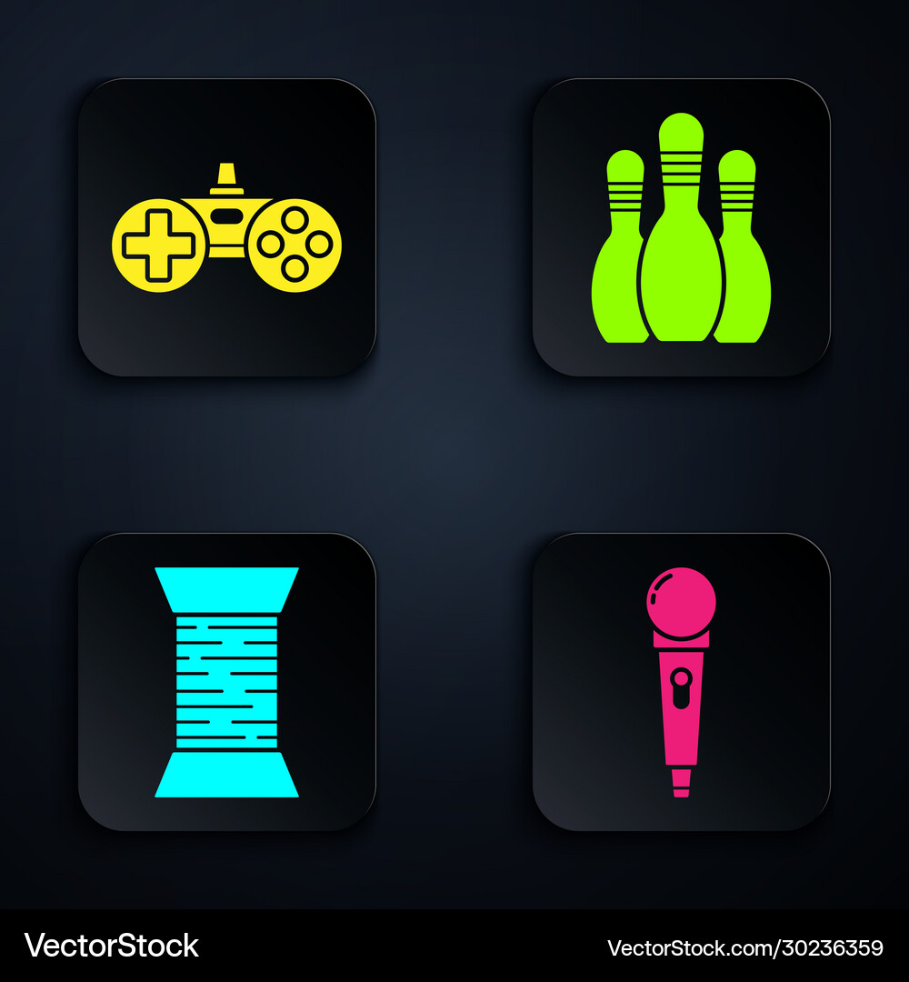 Set microphone gamepad sewing thread on spool Vector Image