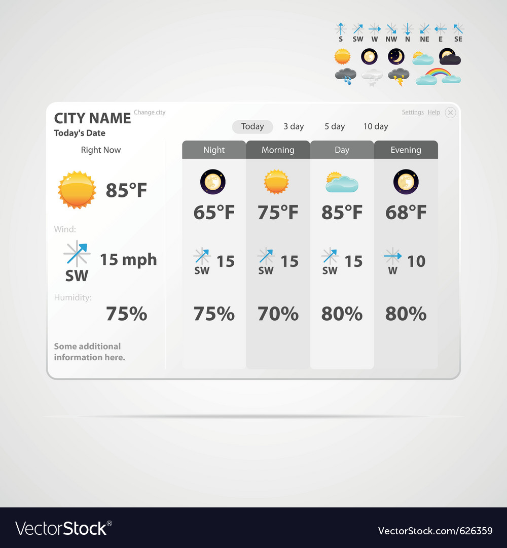 Weather forecast interface Royalty Free Vector Image Weather forecast interface Royalty Free Vector Image
