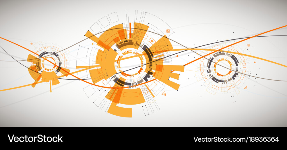 Abstract orange colored technological background Vector Image