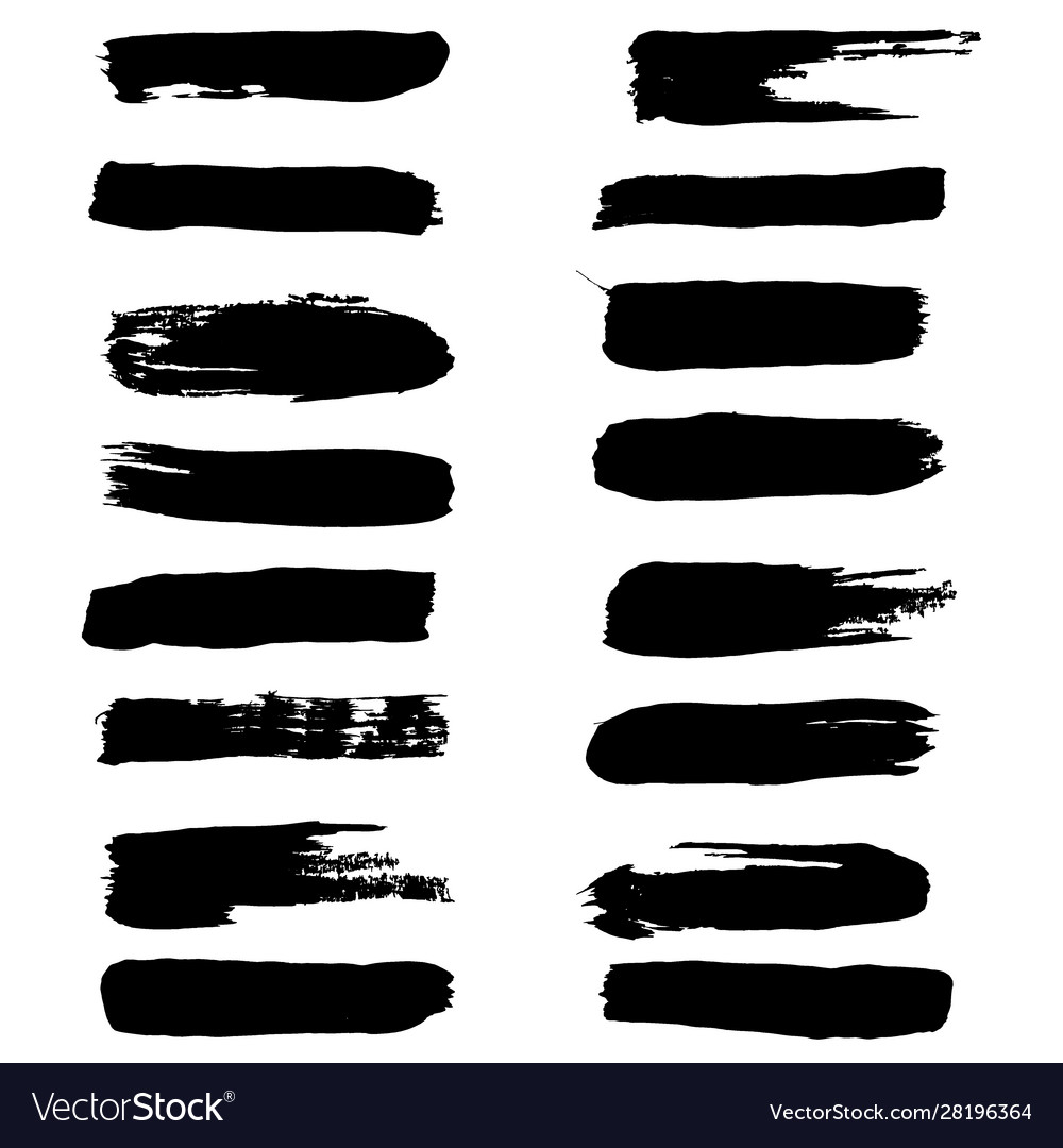 Black ink brush strokes set brush Royalty Free Vector Image