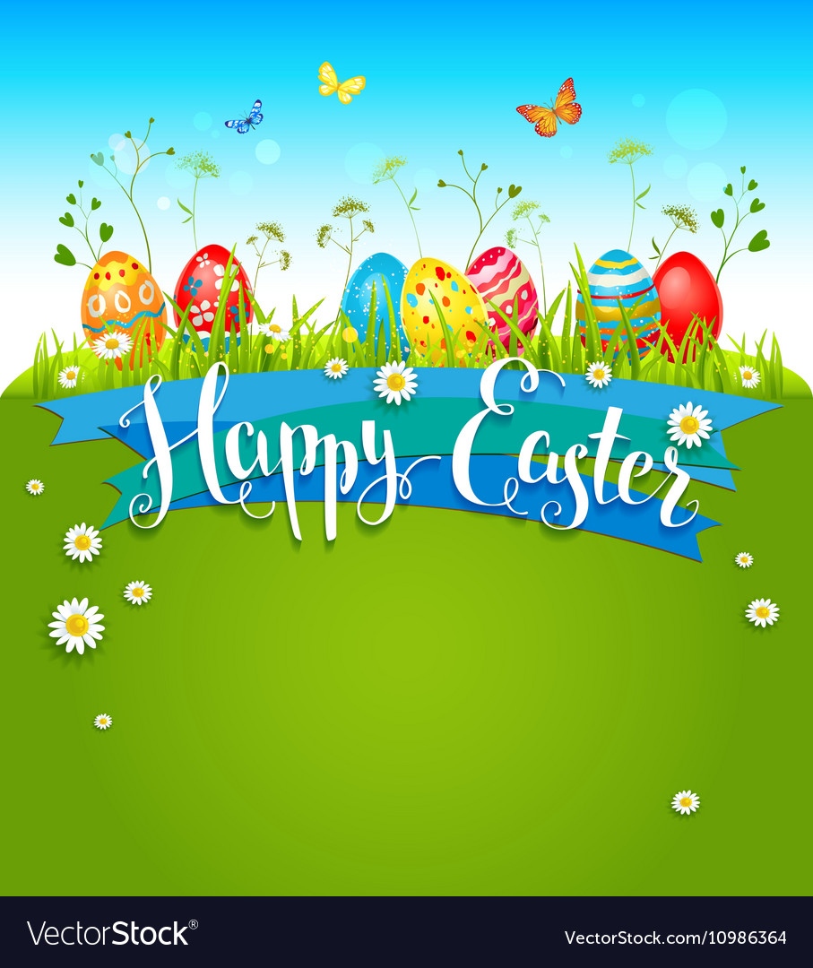 Bright easter background Royalty Free Vector Image