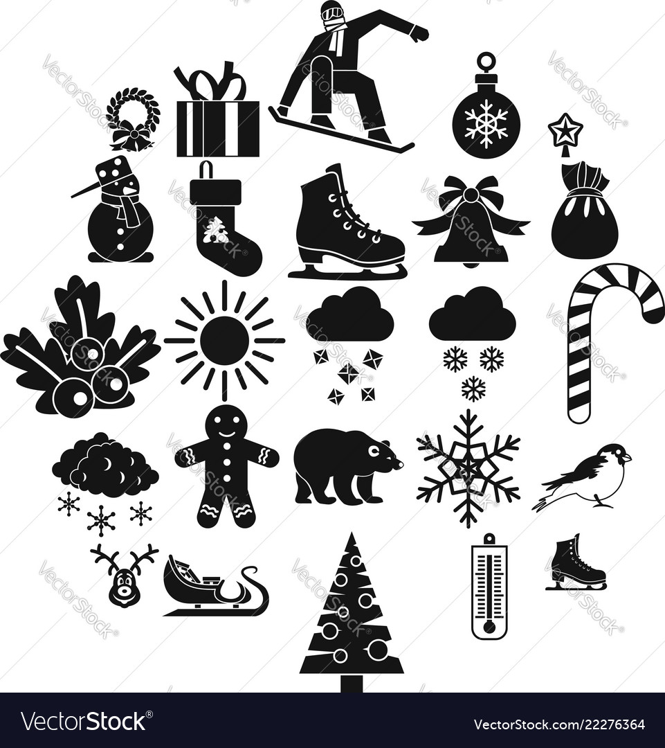 Christmas holidays icons set simple style Vector Image