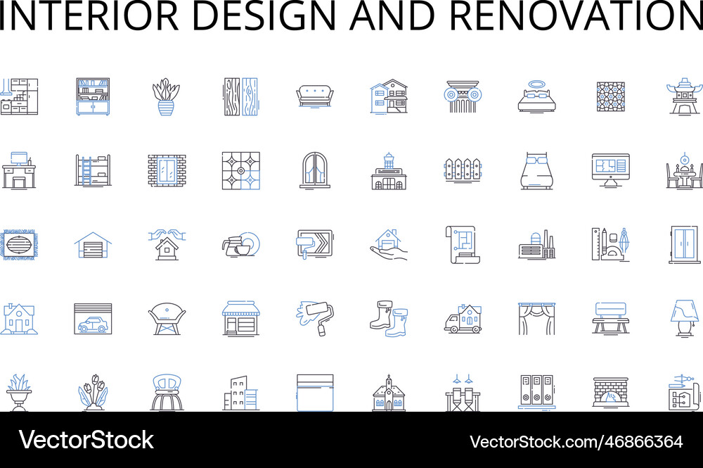 Interior design and renovation line icons Vector Image