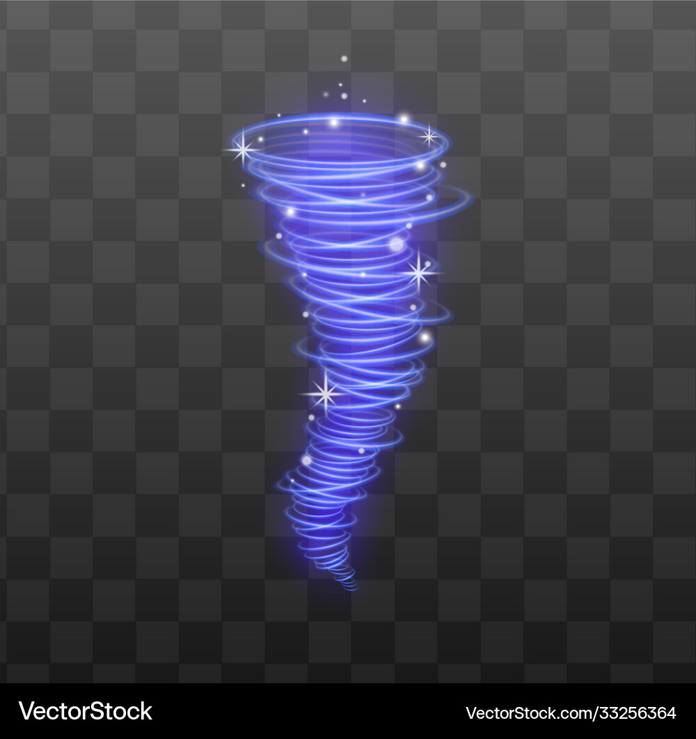Magic blue light tornado spiral isolated on dark Vector Image