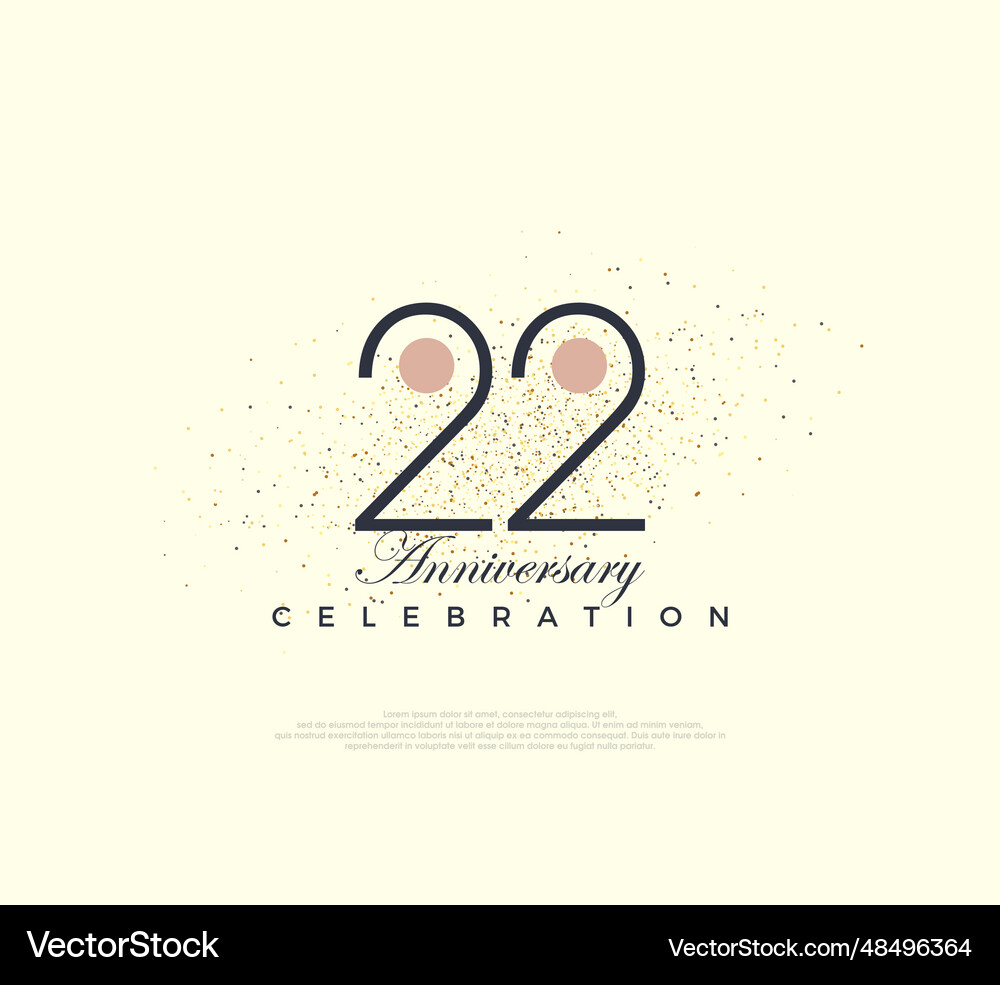 Modern and simple number design for 22nd Vector Image