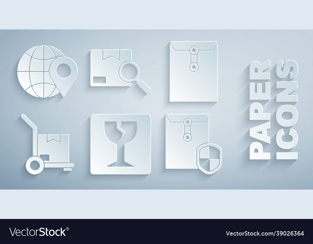 Set fragile broken glass envelope hand truck Vector Image