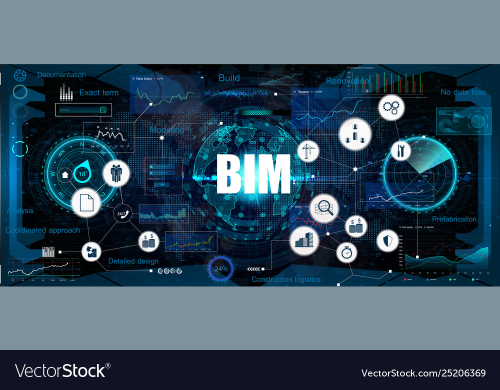 Bim banner - building information modeling Vector Image Bim banner - building information modeling Vector Image