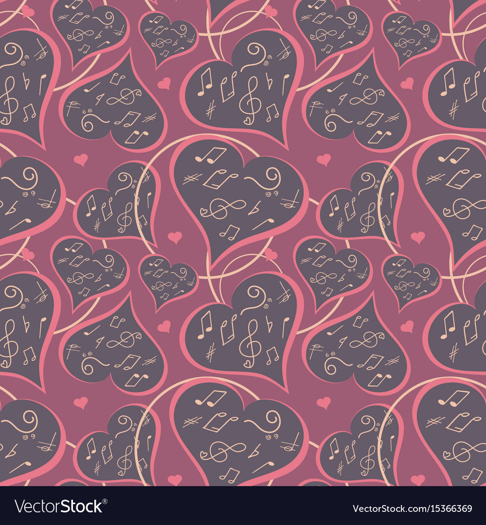 Music heart seamless pattern Royalty Free Vector Image
