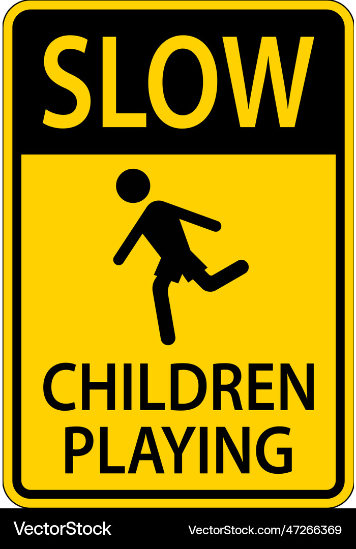 Slow children playing sign on white background Vector Image