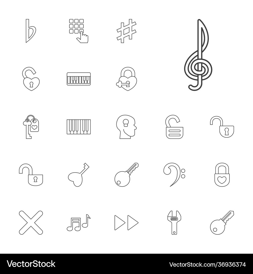 22 key icons Royalty Free Vector Image - VectorStock