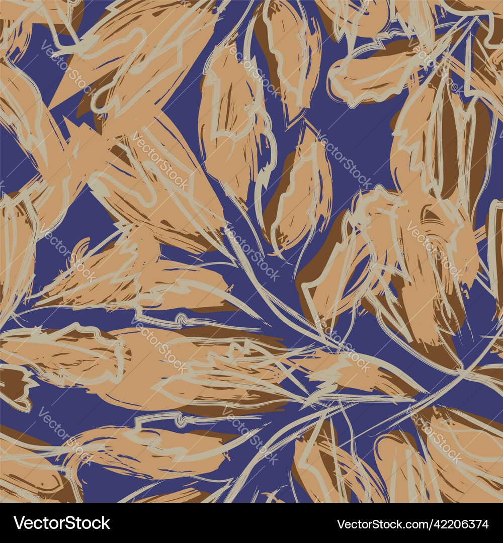 Brush strokes leaf seamless pattern design Vector Image