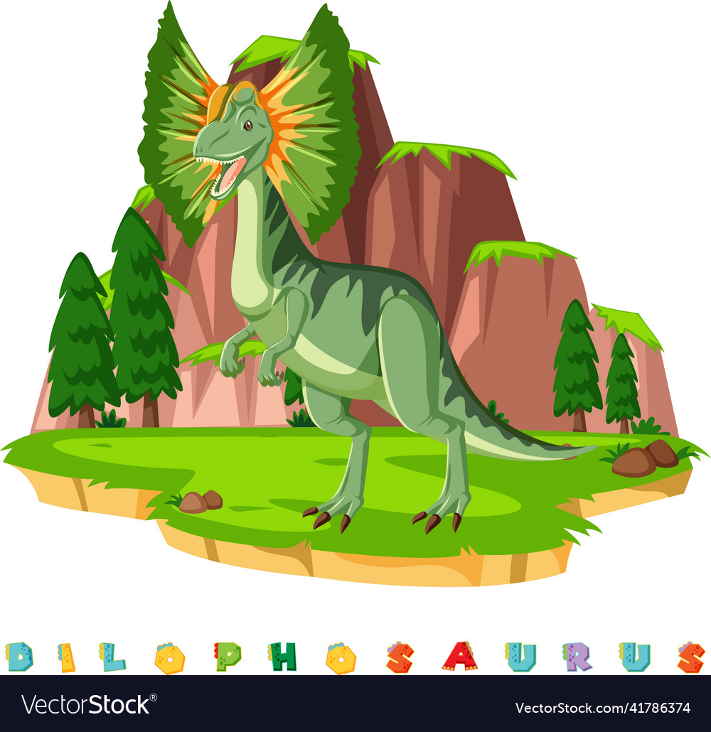 Dinosaur wordcard for dilophosaurus Royalty Free Vector
