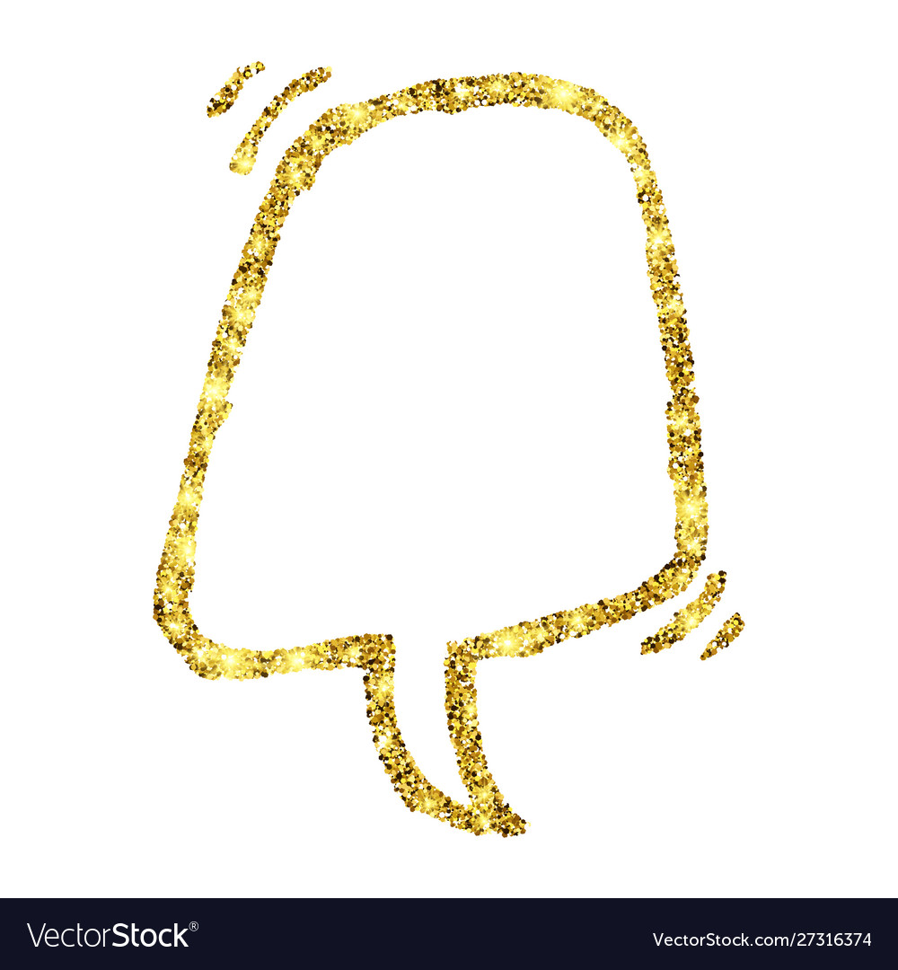 Gold glitter hand drawn speech bubble Royalty Free Vector