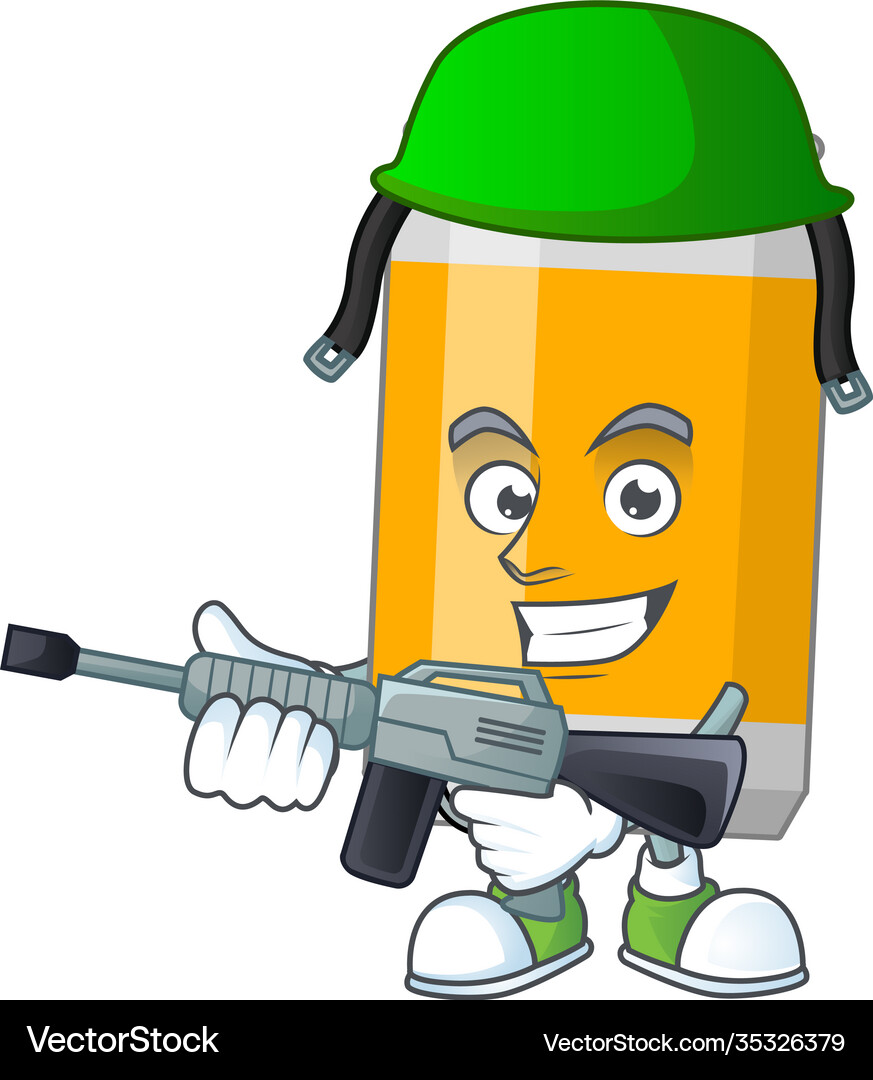 A beer can as dedicated army using automatic gun Vector Image