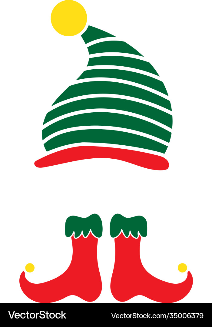 Christmas elf green hat isolated Royalty Free Vector Image