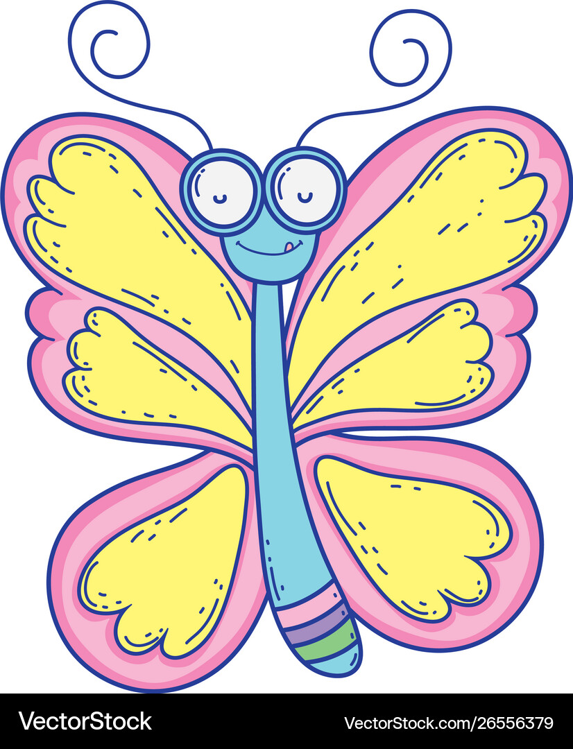 Isolated butterfly draw cartoon design Royalty Free Vector