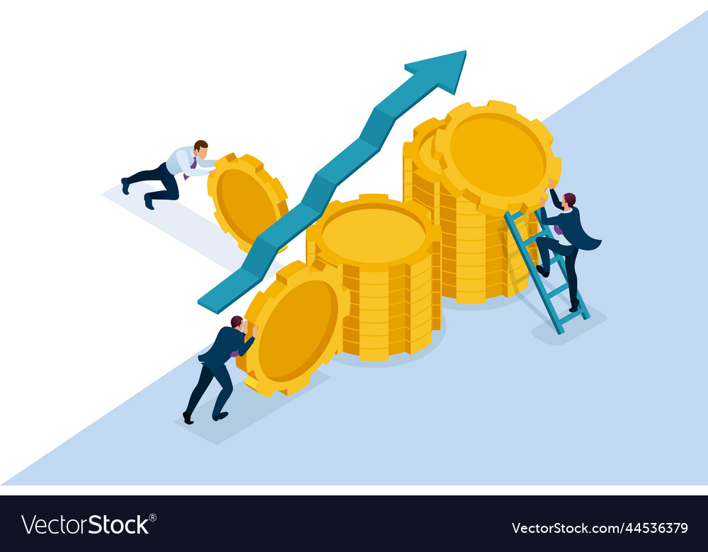 Isometric bright concept site business investment Vector Image Isometric bright concept site business investment Vector Image