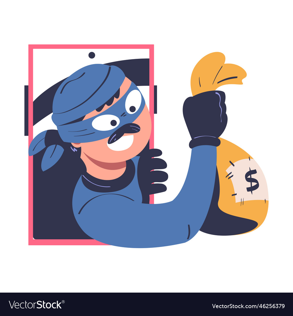Masked hacker stealing money cybercrime from Vector Image