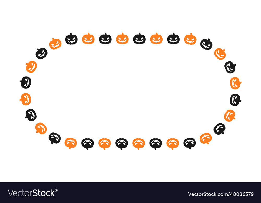 Oval jack o lantern pumpkin halloween frame Vector Image