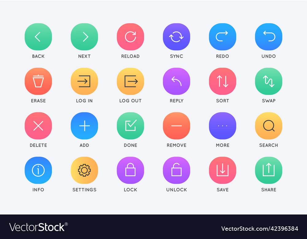 App control system user interface ui icon set Vector Image
