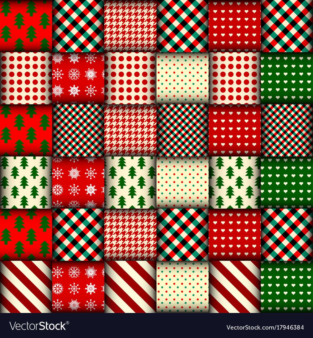 Christmas Patchwork Seamless Pattern Royalty Free Vector
