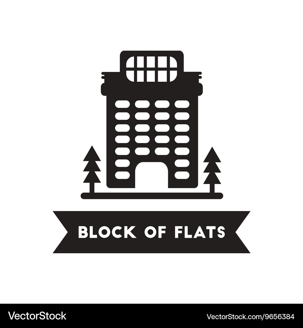 Flat icon in black and white style building Vector Image