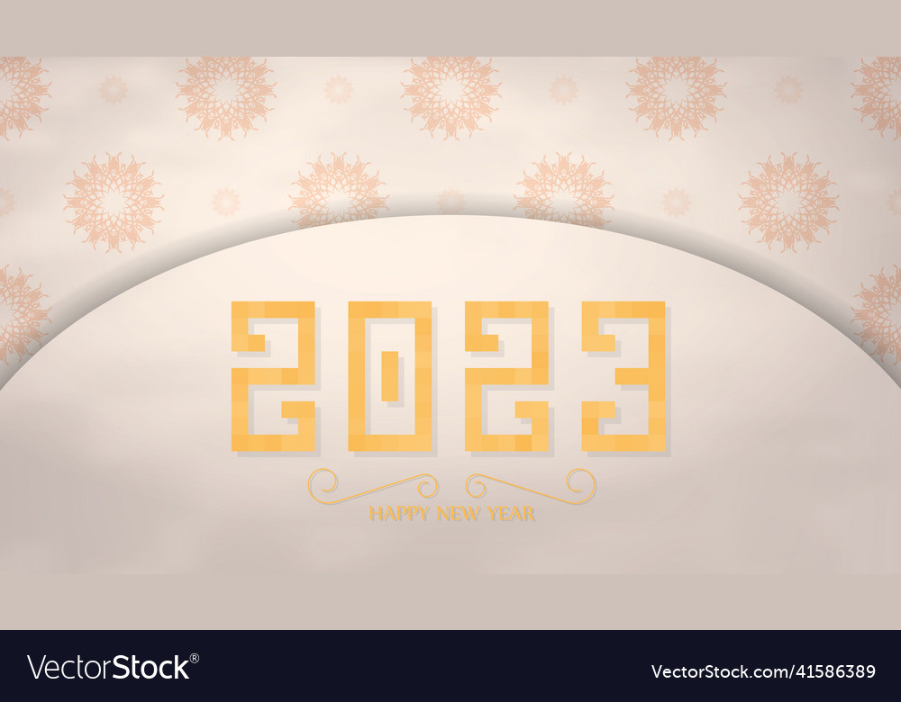 2023 happy new year beige banner with patterns Vector Image